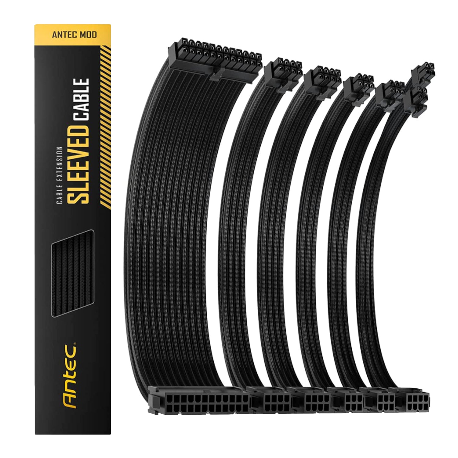 Antec 300mm Sleeved Braided Power Extension Cable Kit - Black ...