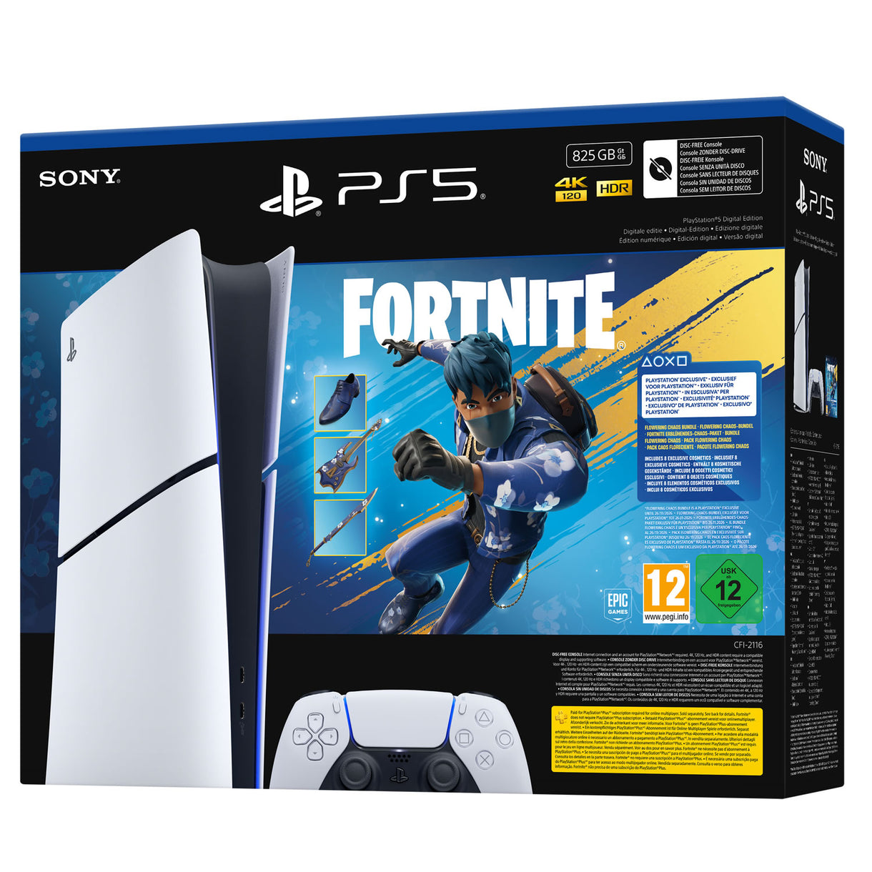 PlayStation 5 Slim Console 825GB Digital Fortnite® Flowering Chaos Bun ...